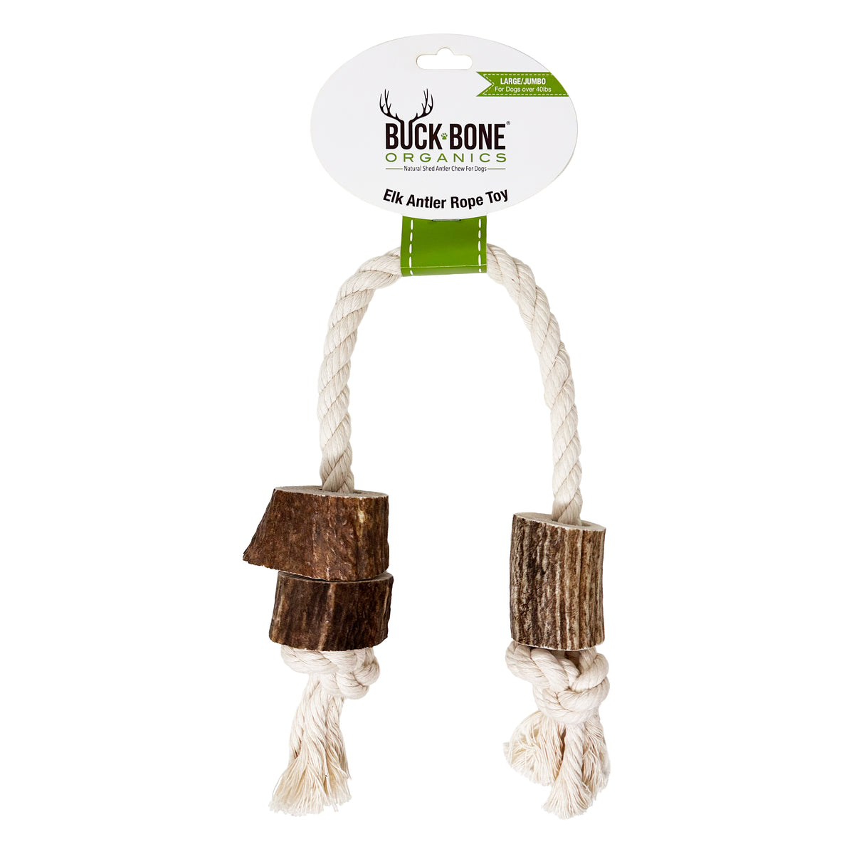 Elk Antler Cotton Rope Chew Toy Large– Buck Bone Organics