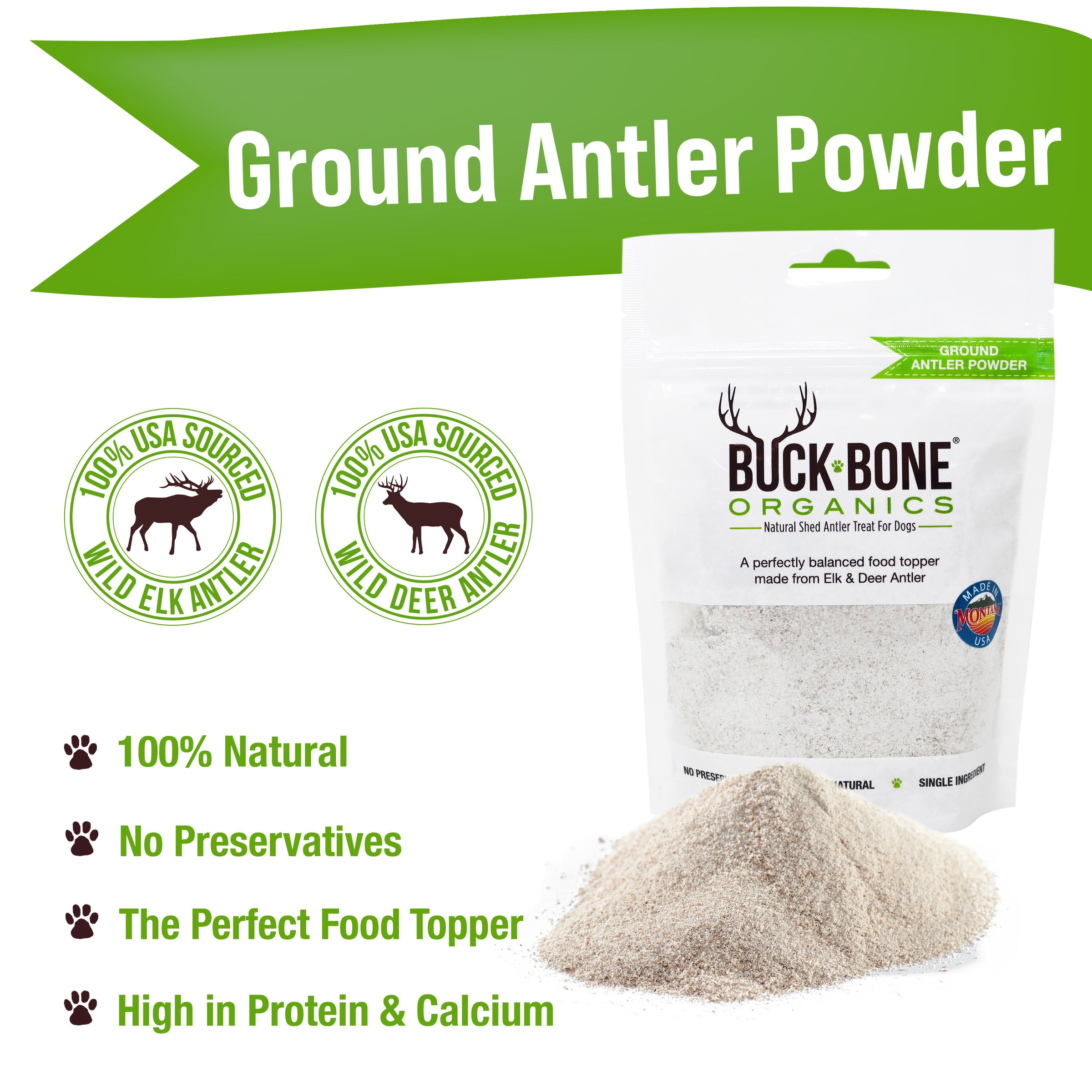 Ground Antler Powder– Buck Bone Organics